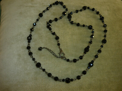 LOVELY OPERA LENGTH VINTAGE BLACK BEADED ADJ. NECKLACE, 32" | eBay
