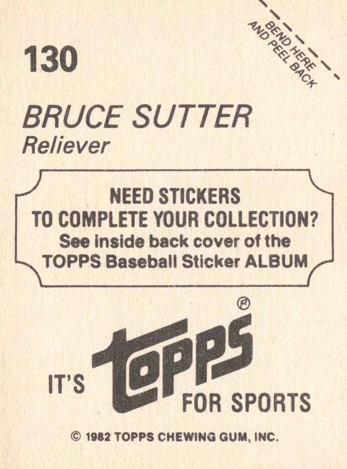 Bruce Sutter 1982 Topps Stickers #130 St. Louis Cardinals | eBay