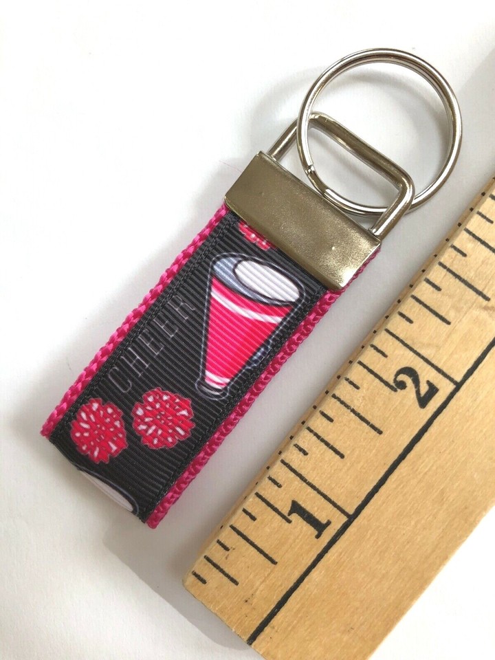 CHEERLEADING Mini Key Chain Ribbon Key Fob Handmade, Backpack Dangle ...