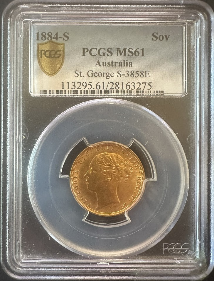 AUSTRALIA Qu VICTORIA "YOUNG HEAD" 1884 SYDNEY MINT GOLD SOVEREIGN ...