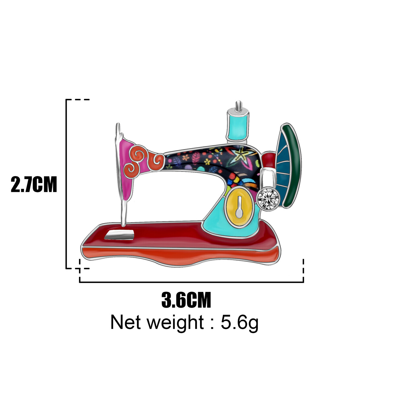 Enamel Alloy Crystal Sewing Machine Brooch Pins Gifts for Women Novelty ...