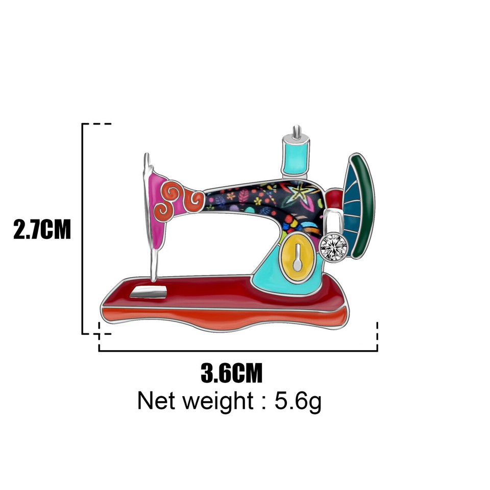 Enamel Alloy Crystal Sewing Machine Brooch Pins Gifts for Women Novelty ...