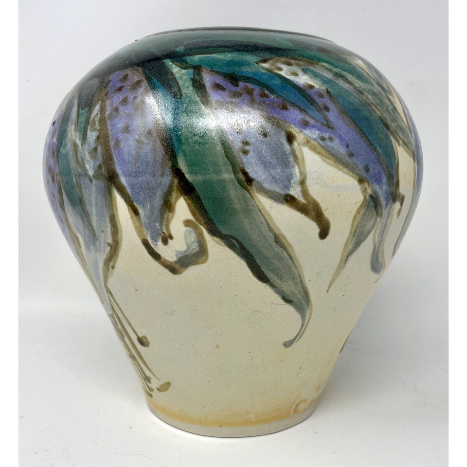 Ruth Allan Studio Pottery Vase, Hand Painted Lillies, 1984, Artist ...