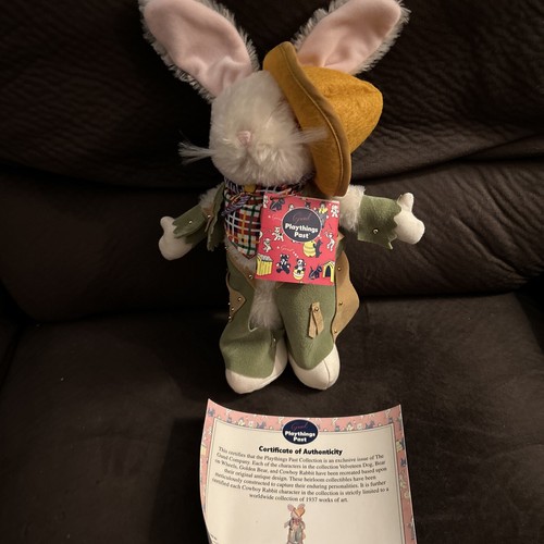 Gund Playthings Past Cowboy Mohair Rabbit Vintage Stuffed Toy With Box ...