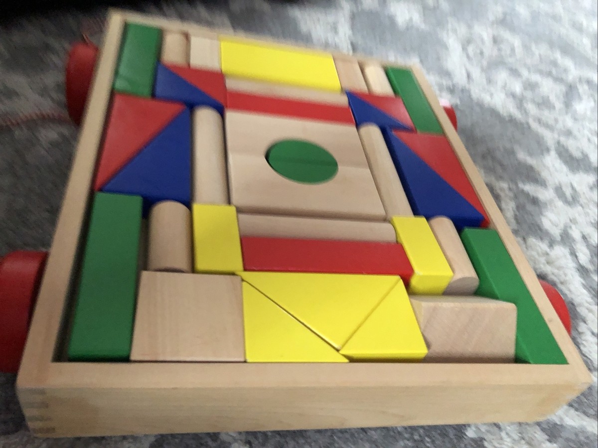 Melissa Doug Unit Blocks On Wheels Orange Block Cart For Kids | ABC