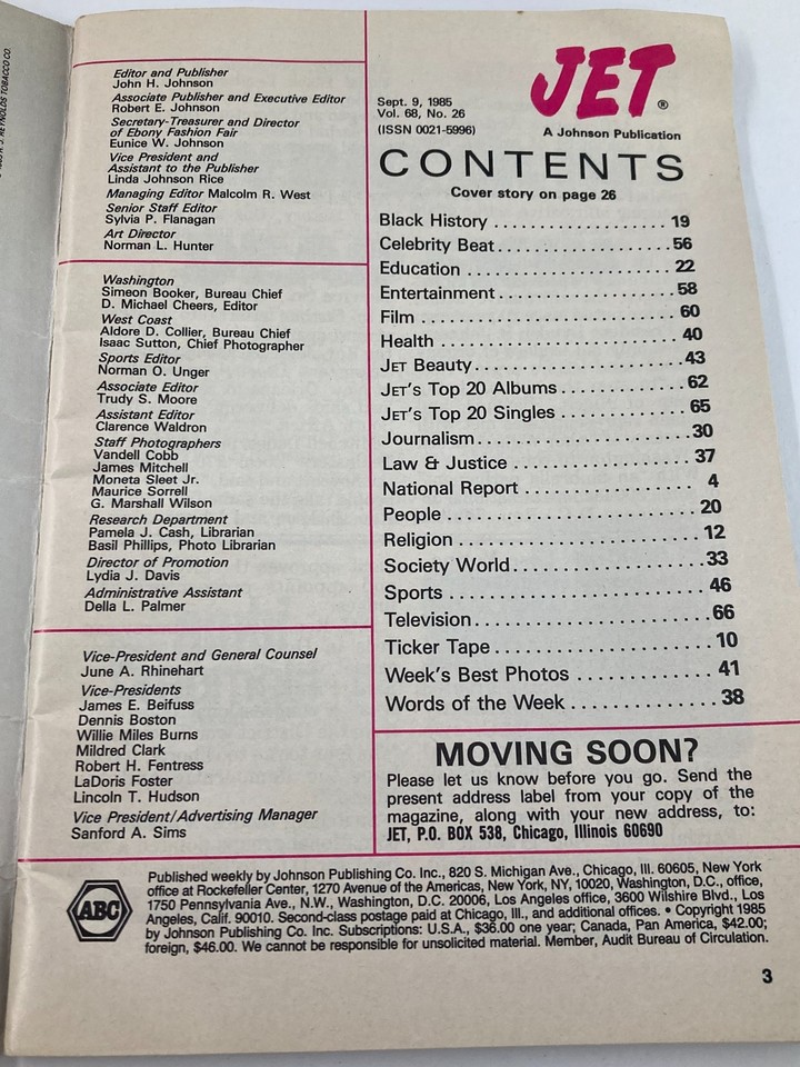 VTG Jet Magazine September 9 1985 Vol 68 #26 Rae Dawn Chong in Non ...