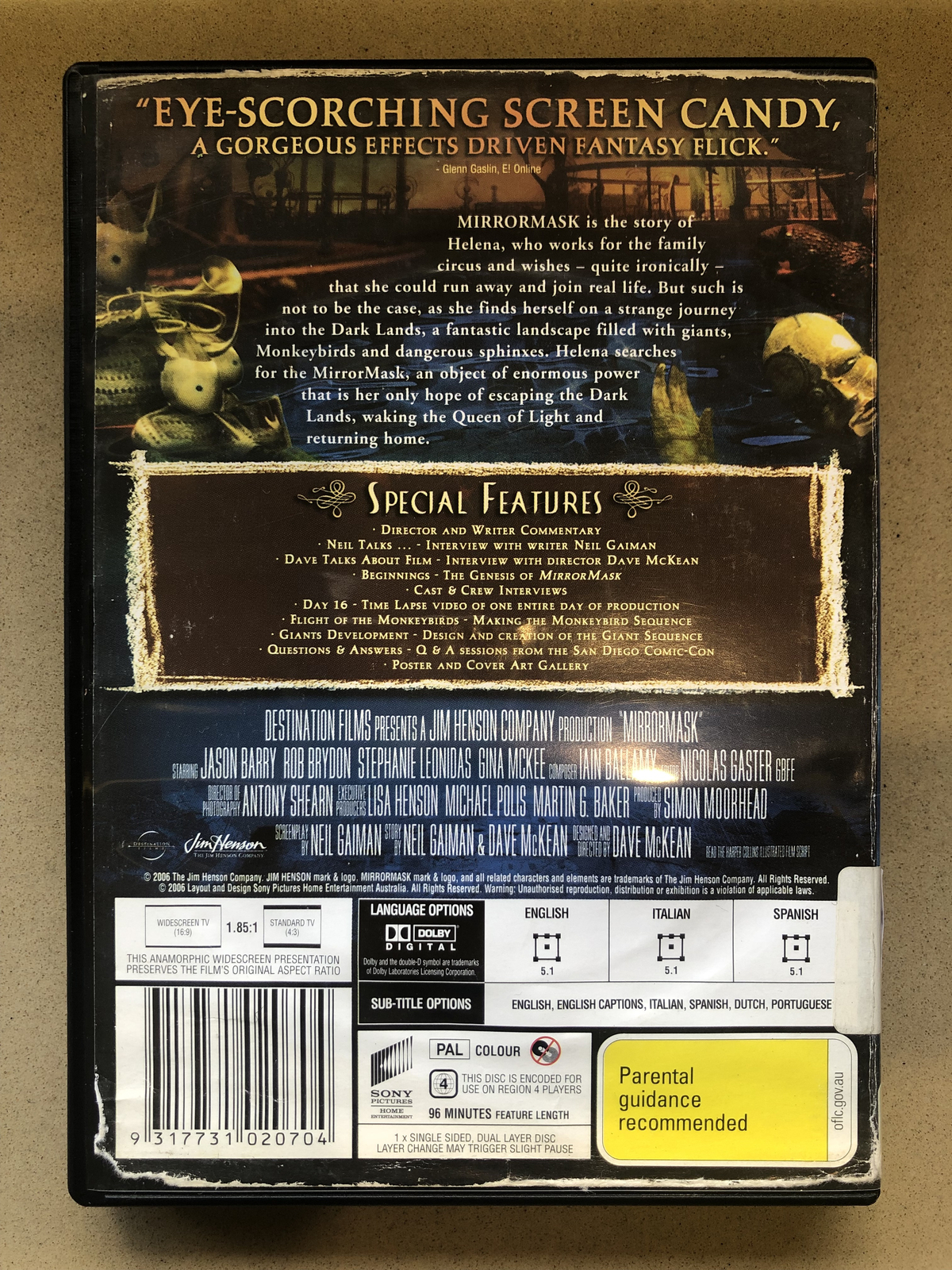 Mirrormask (DVD 2005) Region 4 Drama,Fantasy, Stephanie Leonidas, Jason ...