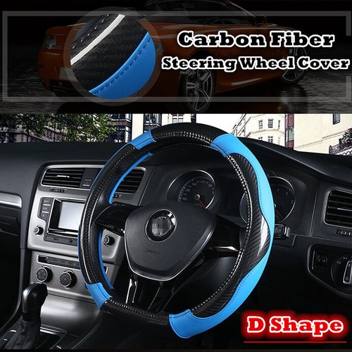 D Shape Car Steering Wheel Cover Carbon Fiber Pattern with PU Leather ...