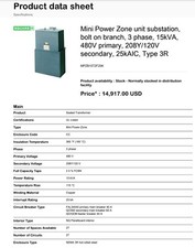 Square D MPZ30T2F 30 KVA Mp2 Mini Power Zone Panel Tran Mini-power ...