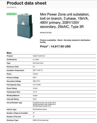 Transformers - Square D 15 Kva