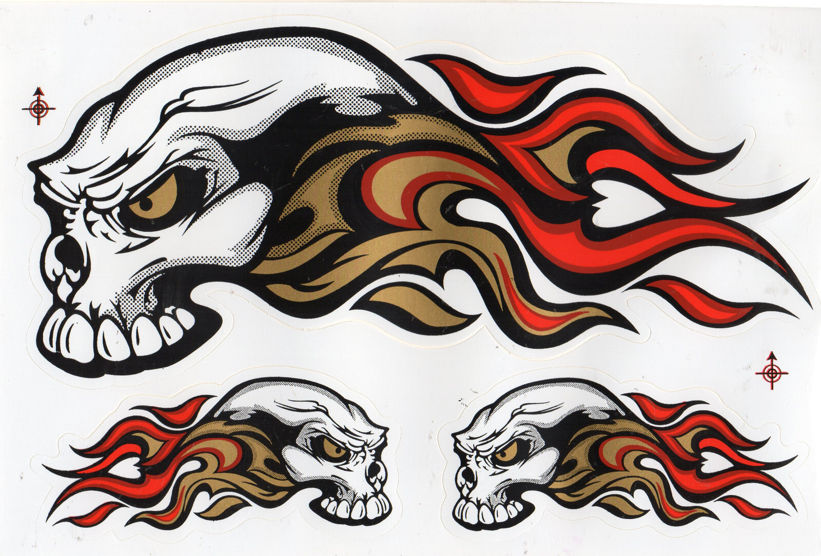 Skull Fire Sticker Sheet Motocross Car, Motorcycle, Skateboard & RC ...