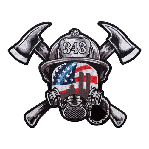 Firefighter Helmet 343 RWB Iron On Patches for Clothing Jeans - 12x9 ...