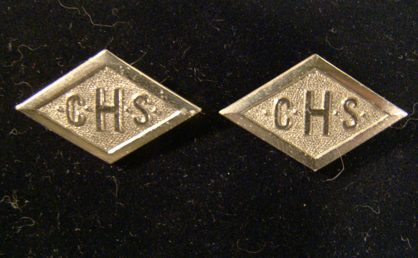 Pair of Silver Tone Diamond Shaped C H S Metal Pins CHS NOS | eBay