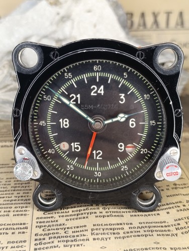 RARE VINTAGE USSR AIRCRAFT COCKPIT CLOCK 129-ChS 55M TU-134 Mig ...