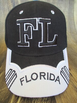 FL Initials Embroidered Adult Florida Baseball Cap Hat Black Adjustable ...