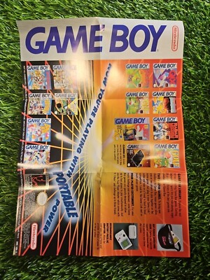 Vintage 1991 Nintendo Gameboy 11.5 x 8" fold out poster insert | eBay
