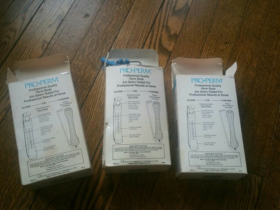 Vintage Pro Perm Salon Rods and Assorted Perm Rods with Pro-Perm Box 59 ...