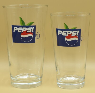 2 different size PEPSI / Center Parcs drinking glasses, 1990's ...