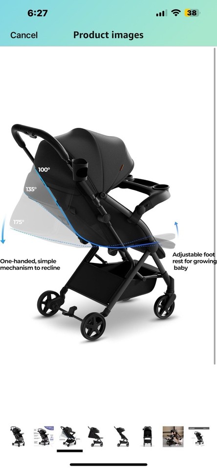 Mompush Lithe V2 Lightweight Stroller + Snack Tray, Ultra-Compact Fold ...