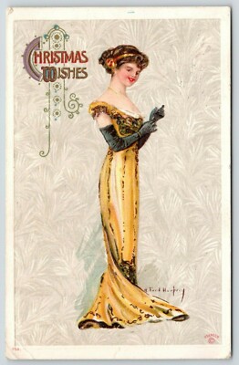 R Ford Harper Christmas~Lovely Lady~Elegant Yellow Gown~Black Elbow ...