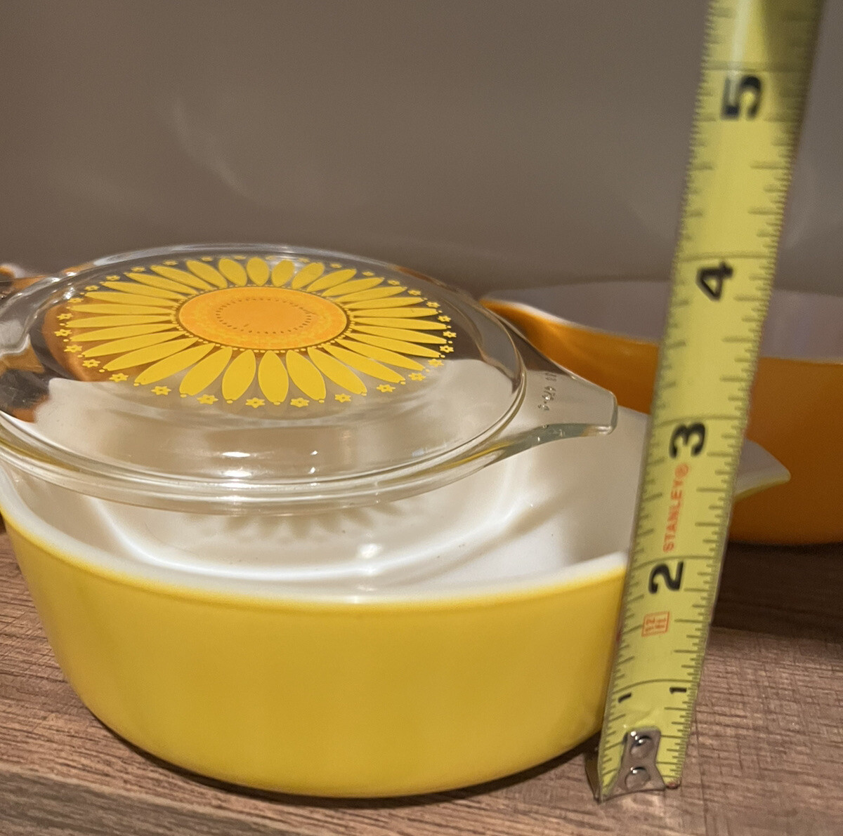 Vintage Yellow/Orange Sunflower Pyrex Casserole Dish *mixed sizes set ...
