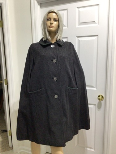 LODEN Gray Wool Cape Women's SIZE 42 CRESTED METAL Buttons EUC | eBay