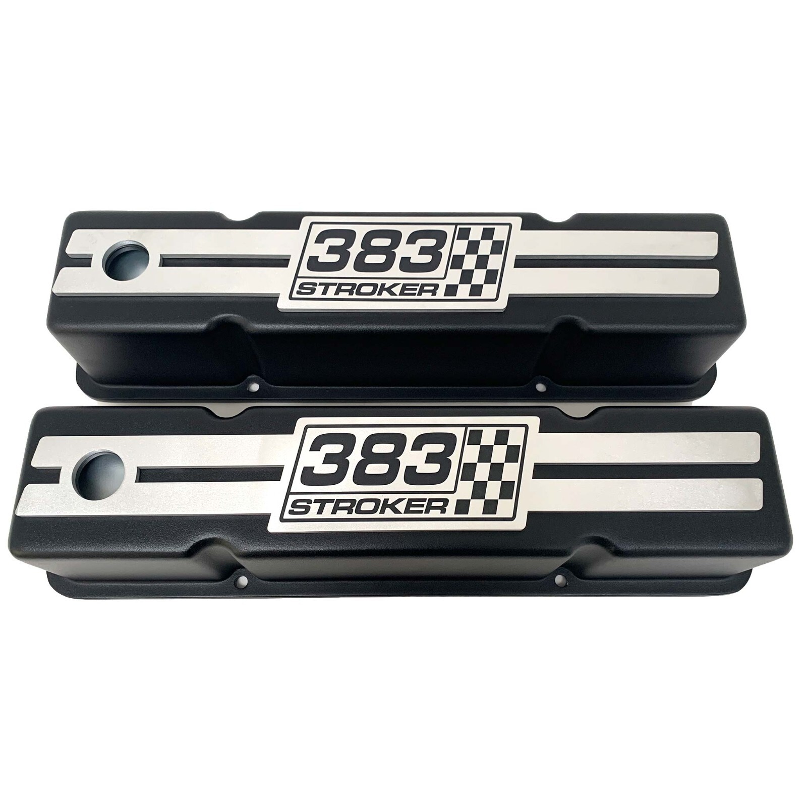 383 STROKER Black Valve Covers & 15" Oval Air Cleaner Kit Engraved Set ...