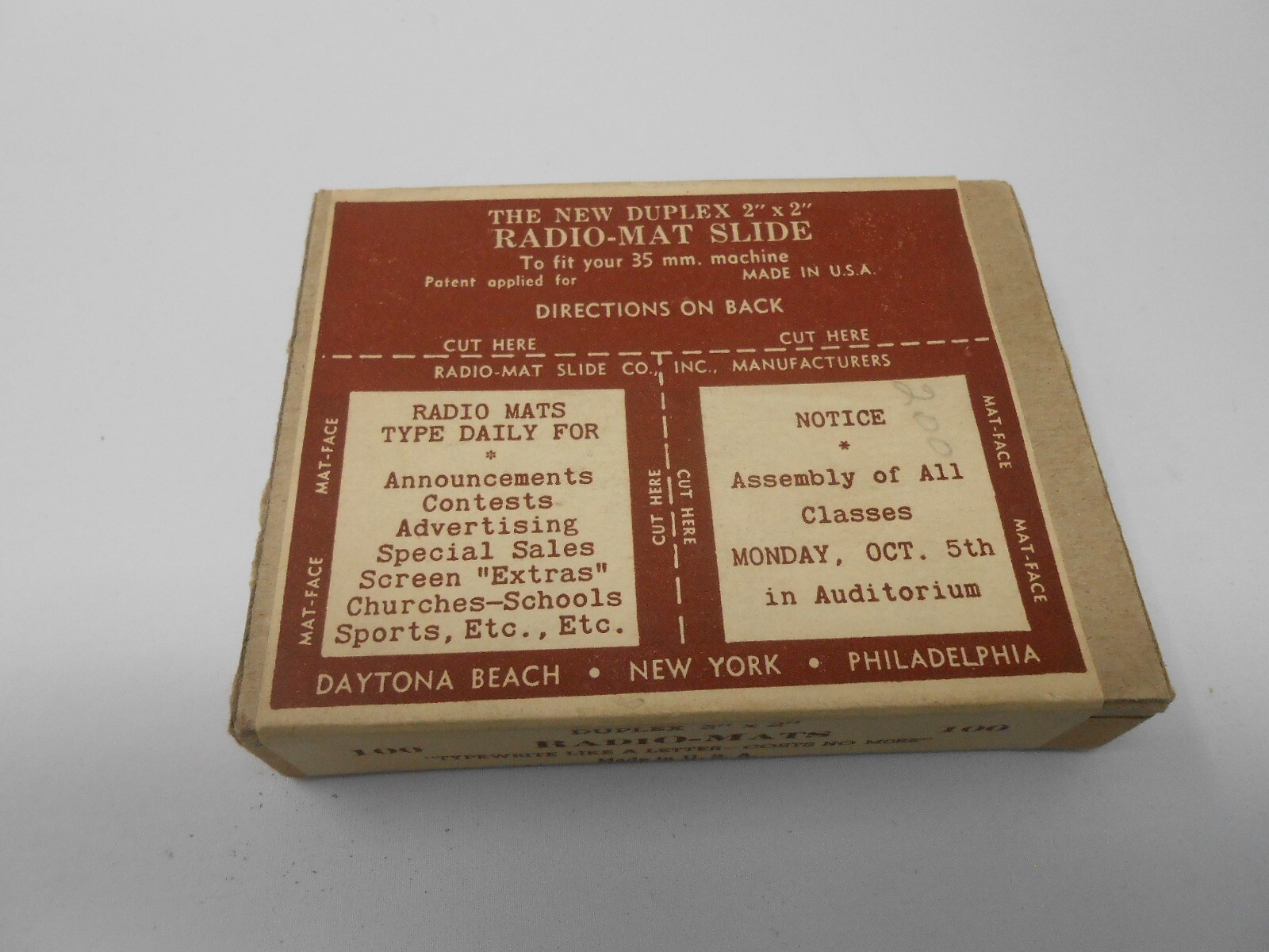 Vintage 100-Duplex 2"x2" Radio-Mat Slide 35mm Machine to Type Daily ...