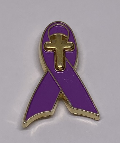 Purple Ribbon Awareness Support Cross Jesus Christian Religious Lapel ...