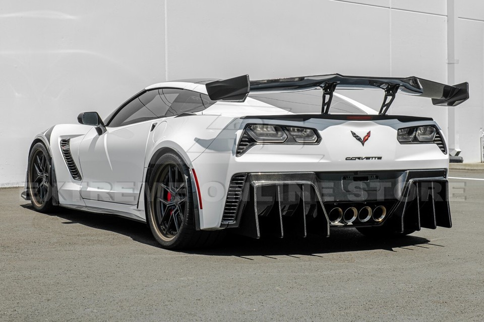 For 14-19 Corvette C7 Performance Track CARBON FIBER Rear Bumper Finned ...