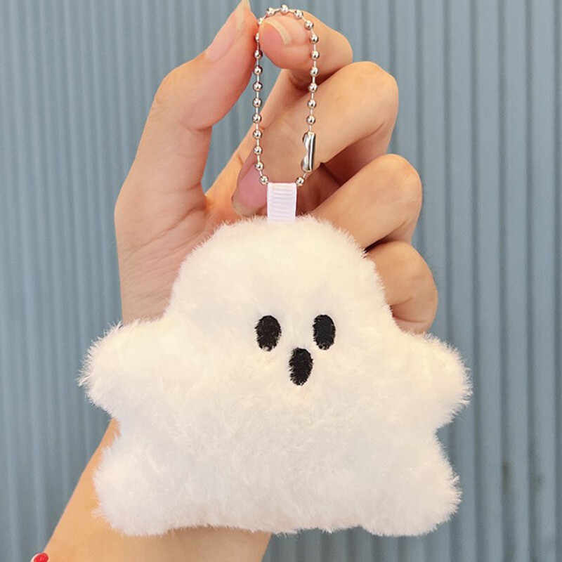 White Ghost Key Chains Small Ghost Funny School Bag Pendant Cute Plush ...