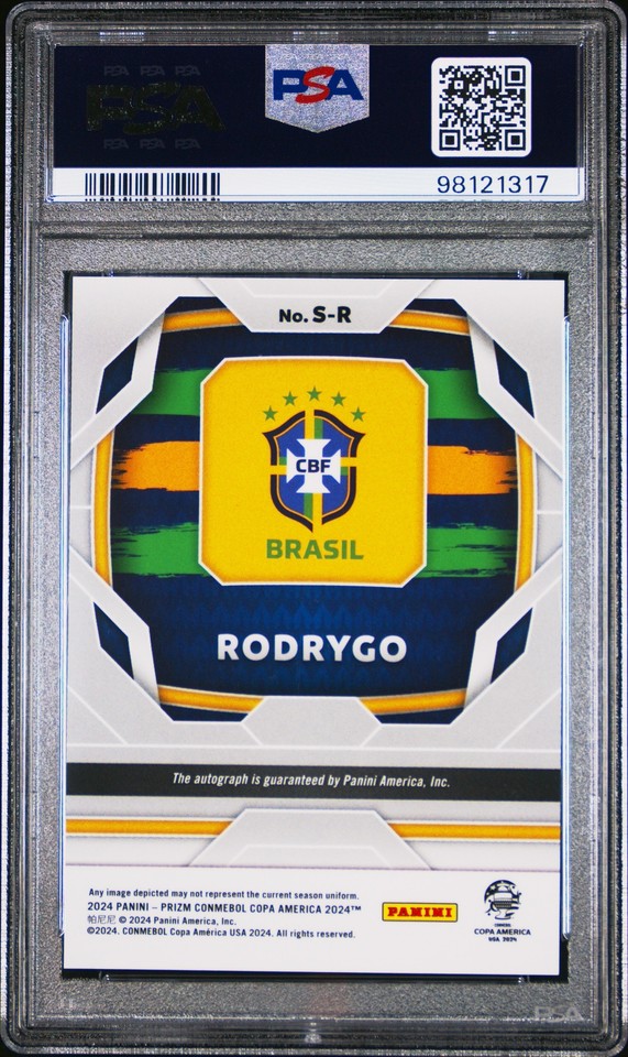 2024 Panini Prizm Conmebol Copa America Signatures #SR Rodrygo PSA 10 ...