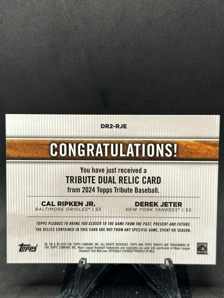 2024 Topps Tribute CAL RIPKEN JR. & DEREK JETER Dual Patch/Bat Relic ...