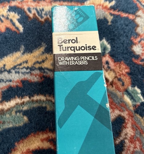 VINTAGE Berol Turquoise 1375 H - 12 Drawing Pencils & Eraser USA Unused ...