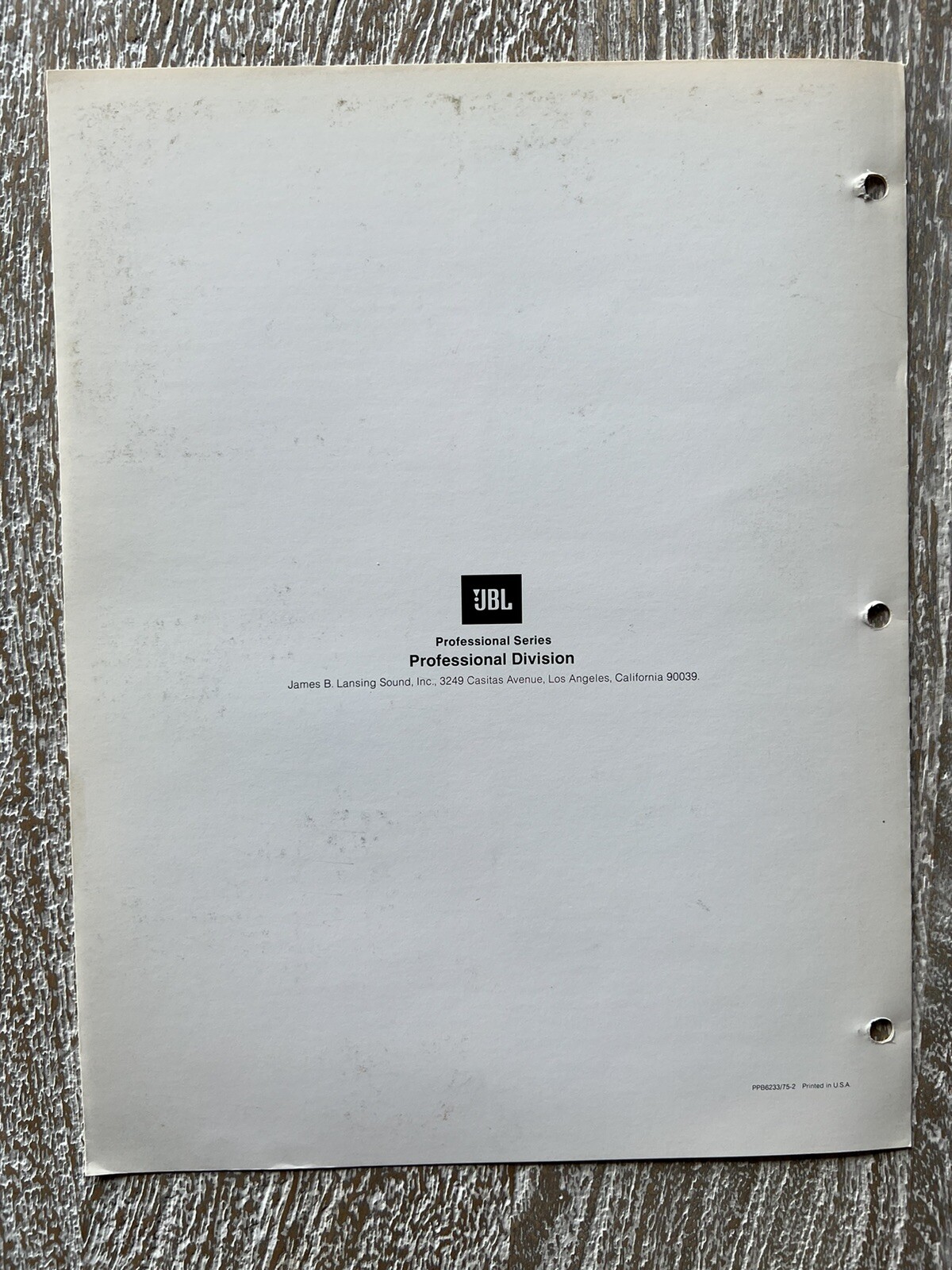 Vintage Original JBL Model 6233 Dual Chanel Amplifier Brochure manual ...