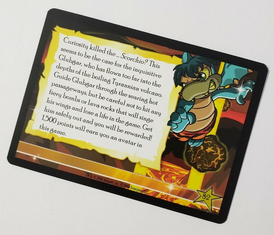 NEOPETS TRADING CARD GAME MINI GAMES CARD #82 VOLCANO RUN 2 WORD SEARCH ...