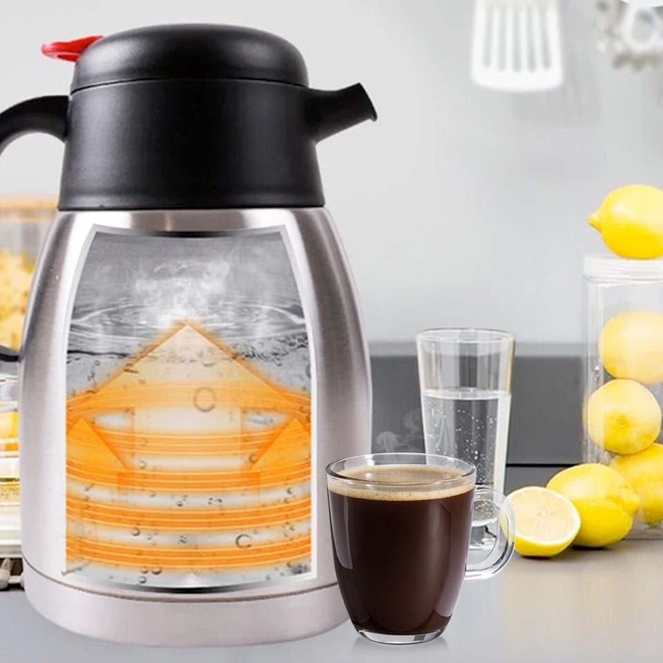 2L/3L/5L STAINLESS STEEL AIRPOT HOT TEA COFFEE DRINKS VACUUM FLASK JUG ...