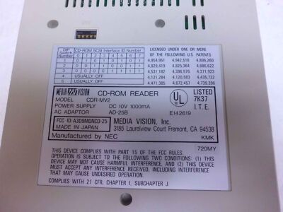 CDR-MV2 media vision 50 pin scsi cdr MV2 cd rom reader external drive ...