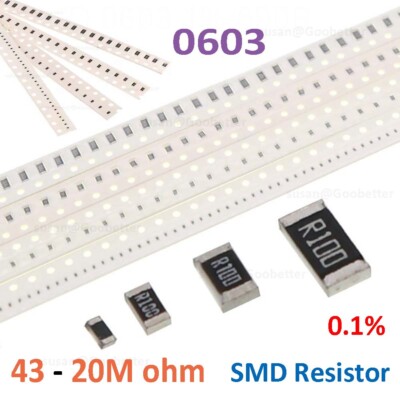 0603 SMD Resistors 0.1W 0.1% Tolerance Full Range Available 43 ohm to ...