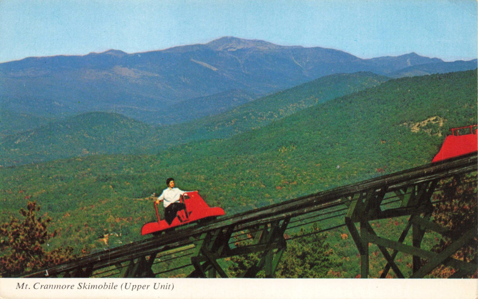 Postcard NH North Conway Cranmore Mountain Resort Skimobile Ride Cars ...