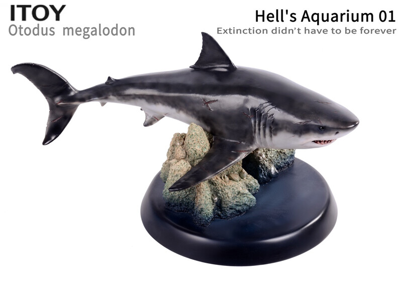Itoy 1:35 Megalodon Statue Figure Model Action Figure Undersea Scene ...