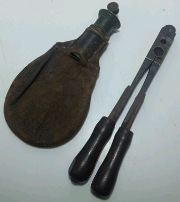 Antique Civil War Musket Ball Bullet Mold Dual Cavity And Leather ...