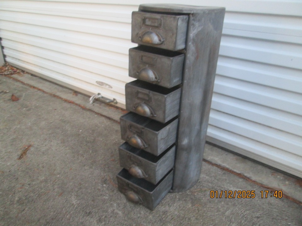 Vntg ? Metal Industrial Small Parts / Crafts 6 Drawer Storage Organizer ...