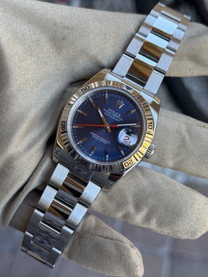 ROLEX DATEJUST 116264 TURN-O-GRAPH BLUE DIAL Watch Serviced | eBay