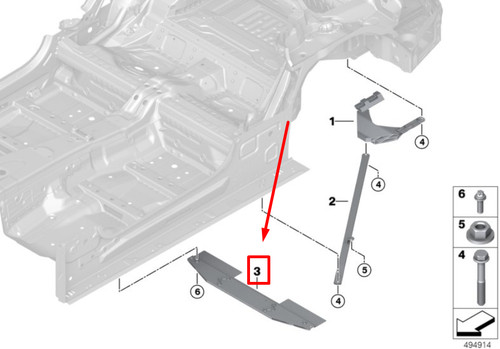 BMW 8 CABRIO G14 REAR TUNNEL CONNECTING MEMBER 7430751 51717430751 ...