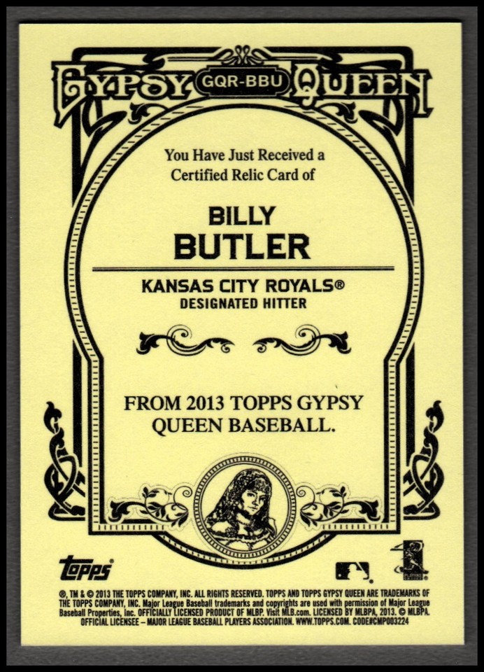 2013 Topps Gypsy Queen Relics #BBU Billy Butler - NM-MT | eBay