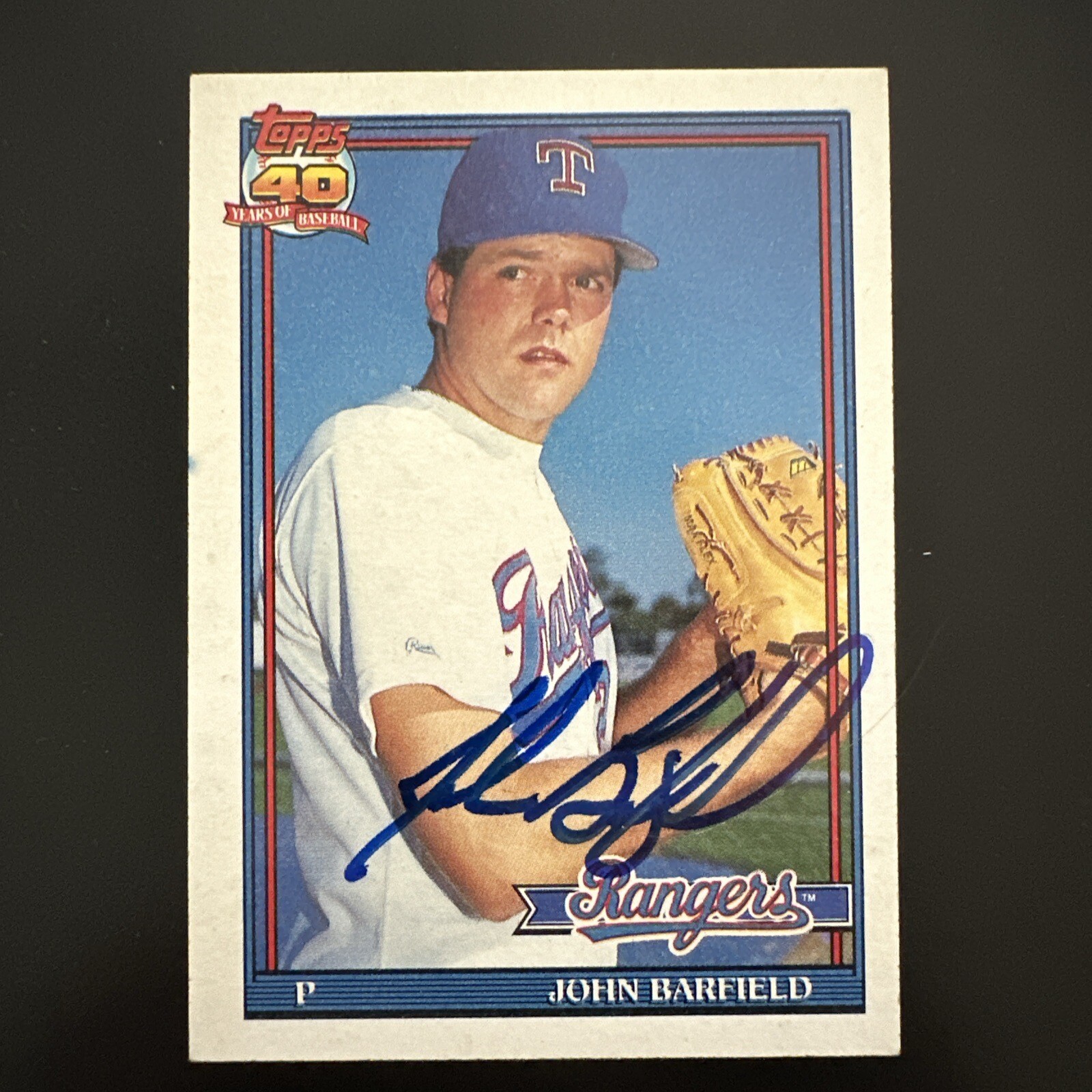1991 Topps #428 JOHN BARFIELD DEC.2016 Signed Texas Rangers Autographed ...