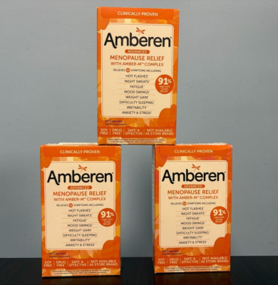 3 Box Lot Amberen Menopause Relief 180 Capsules (60ct Per Box) EXP 03/ ...