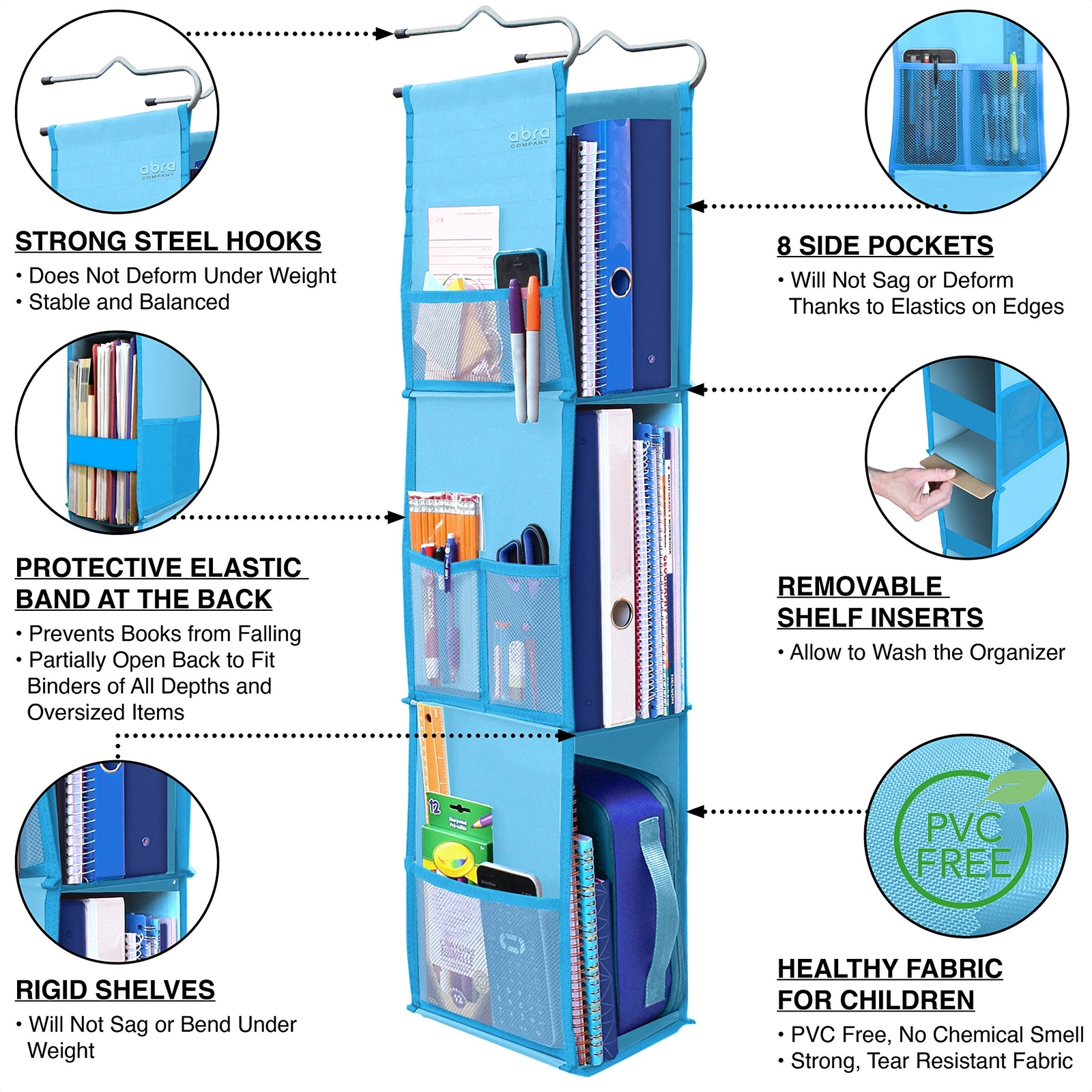 ABRA® 3 Shelf Hanging Locker Organizer for School, Gym, Work, Storage ...