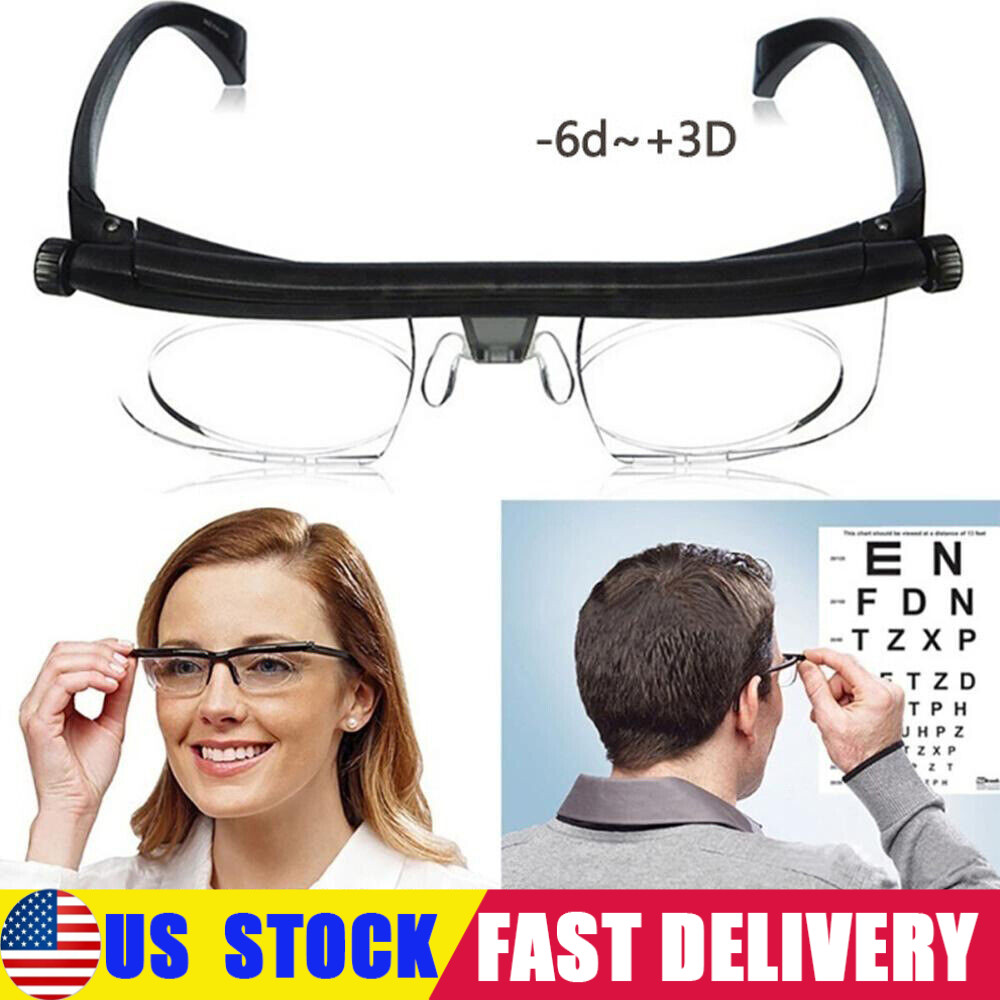 Dial Adjustable Glasses Variable Focus Distance Vision Eyeglasses For Reading